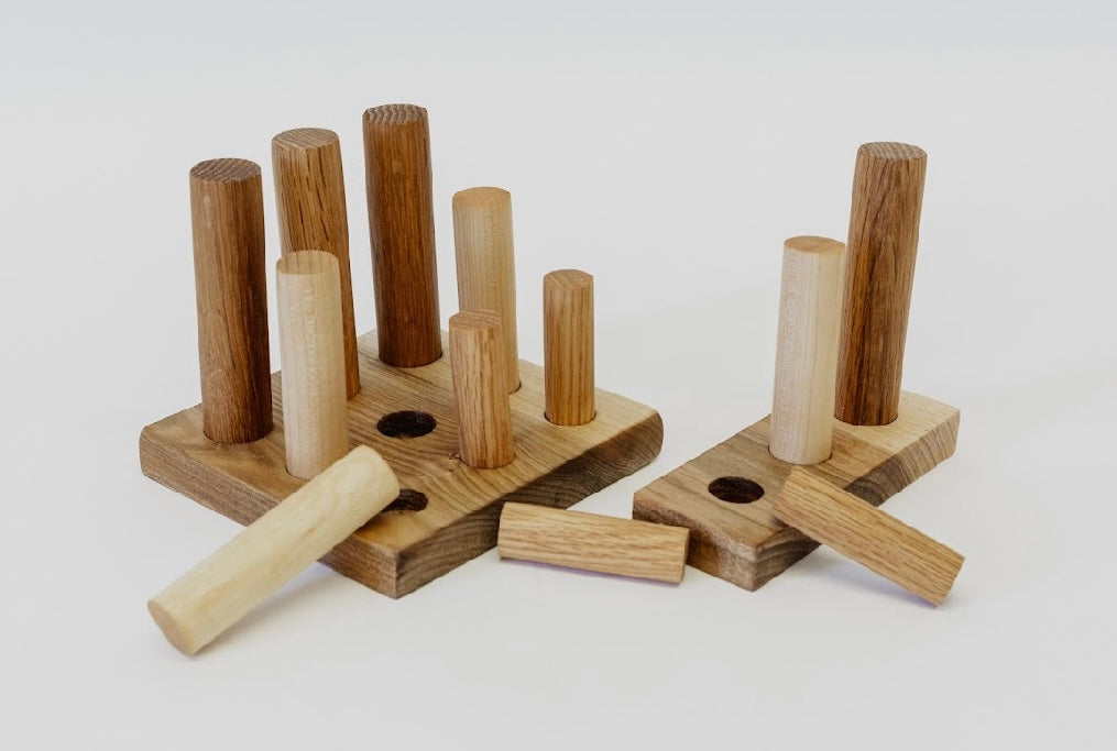 Peg Puzzles Set, 3-Peg and 9-Peg – Montessori for Minis